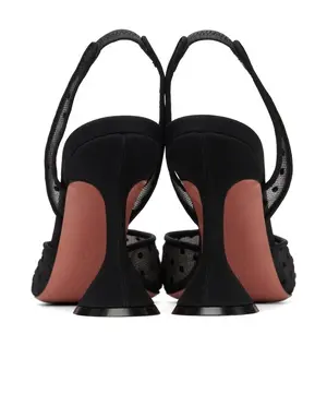 Amina Muaddi Holli 95 Lace Sling Pointed-toe High-heeled Sandals - Black