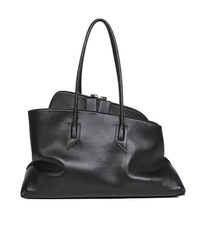 Attico The Curved Flap Shoulder Bag - Black
