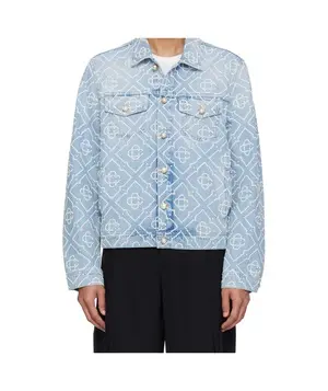 Casablanca Long-sleeve Faux Pearl Logo Pattern Denim Jacket