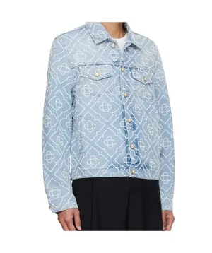 Casablanca Long-sleeve Faux Pearl Logo Pattern Denim Jacket