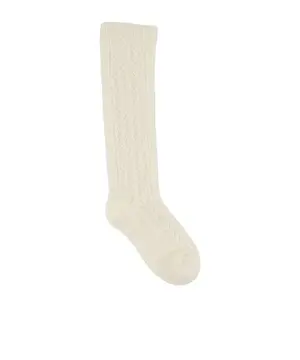 Valentino Garavani Mohair Blend Knee High Socks - White