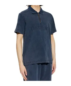 Off-White Logo Printed Half-zipped Polo Shirt