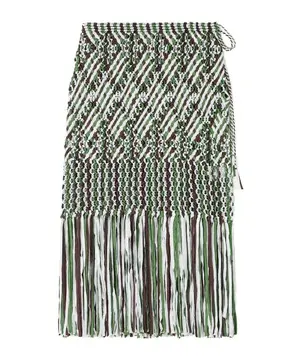 WALES BONNER Fringed Macramé Midi Skirt
