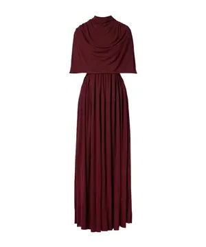 Proenza Schouler Frankie Cape-effect Pleated Maxi Dress - Brown