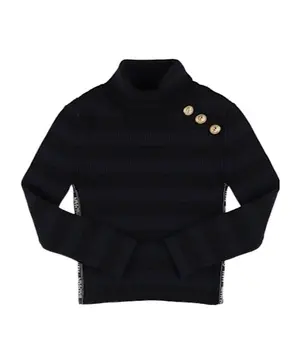 Balmain Striped Wool Cotton Turtleneck