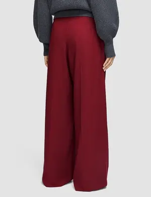 JOSEPH Forest Fine Wool Wide Leg Trousers - Ruby