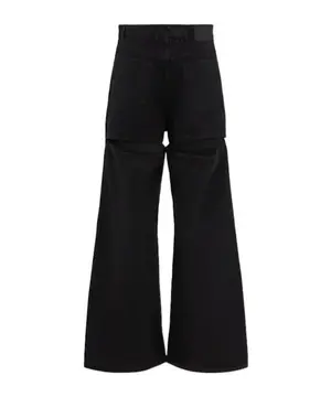 Attico Washed Canvas Cutout Wide Leg Jeans