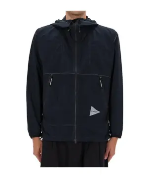 AND WANDER Pertex Hooded Windbreaker Jacket - Blue