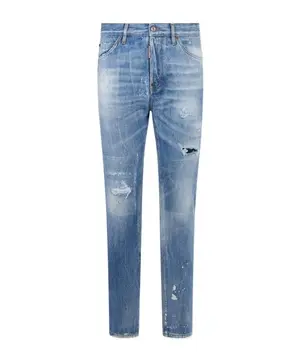 Dsquared2 Teddy Distressed Straight-leg Jeans - Blue