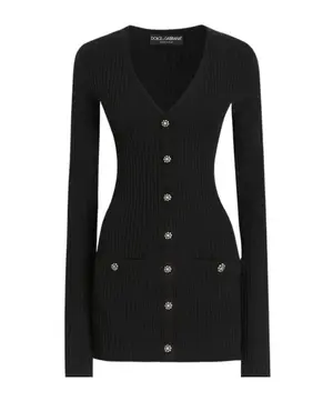 Dolce & Gabbana Ribbed Cardigan With V-neck And Button Fastening