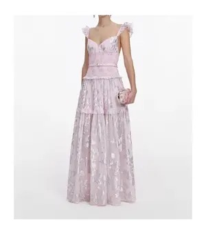 SELF-PORTRAIT Chiffon Ruffled Maxi Dress
