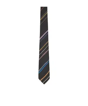 Paul Smith Diagonal Painted Stripe Pointed Tie - Black