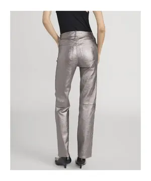 FRAME Metallic Straight Leg Trousers