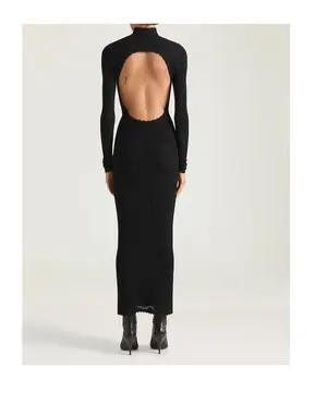 Givenchy Knitted Floral Lace Long Sleeve Midi Dress