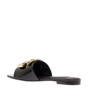 Dolce & Gabbana Logo Plaque Slip-on Sandals - Black