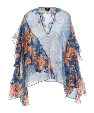 Etro Ruffled Chiffon V-neck Blouse - Multicolor