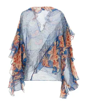 Etro Ruffled Chiffon V-neck Blouse - Multicolor