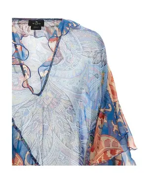Etro Ruffled Chiffon V-neck Blouse - Multicolor