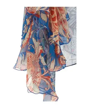 Etro Ruffled Chiffon V-neck Blouse - Multicolor