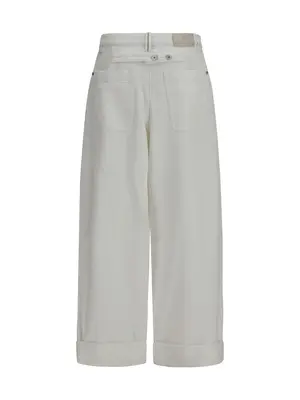 Brunello Cucinelli Wide-leg Turn-up Trousers - Gray