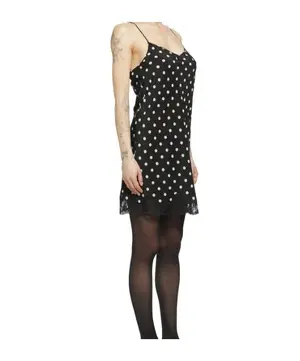 Saint Laurent Polka Dot Lace Trim Sundress