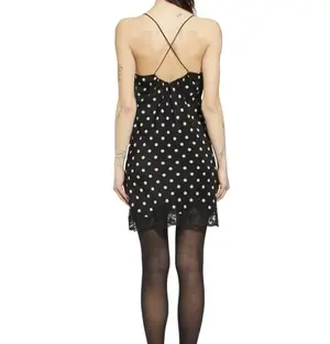 Saint Laurent Polka Dot Lace Trim Sundress