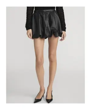 FRAME Leather Bubble Mini Skirt