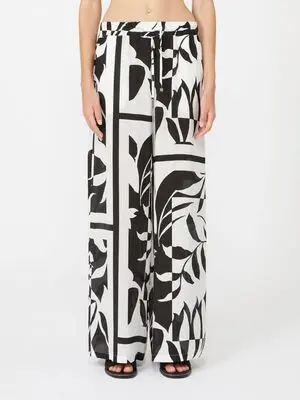 Max Mara Printed Palazzo Pants - Black
