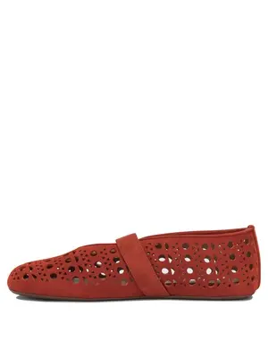Alaïa Vienne Perforated Mary Jane Ballet Flats - Red