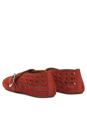 Alaïa Vienne Perforated Mary Jane Ballet Flats - Red