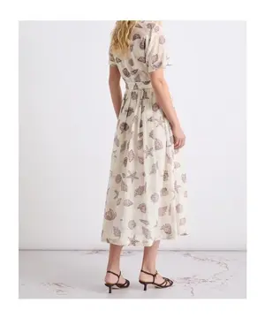 Marella Cotton And Silk Voile Seashell Print Shirt Dress