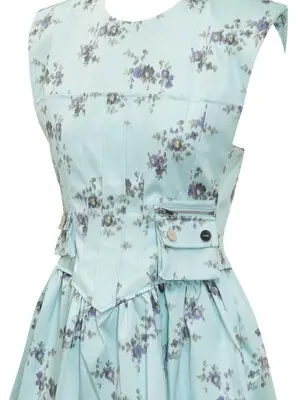 GANNI Sleeveless Floral Corset Mini Dress