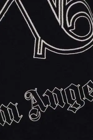 Palm Angels Logo Embroidered Long-sleeved Hoodie - Black