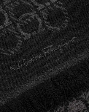 FERRAGAMO Logo Fringed Scarf - Black