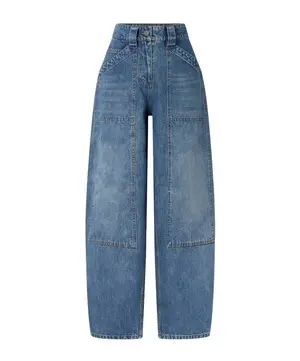Co Paneled Mid-rise Barrel-leg Jeans