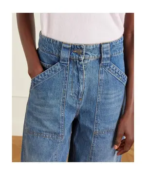 Co Paneled Mid-rise Barrel-leg Jeans