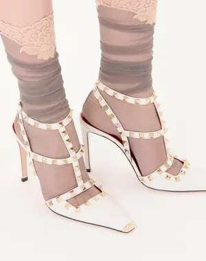 Valentino Garavani Rockstud Kidskin Pumps 100mm - White