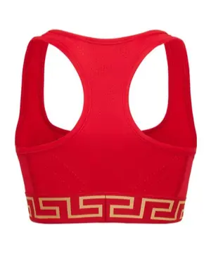 Versace Greca Logo Stretch Tech Sports Bra - Red