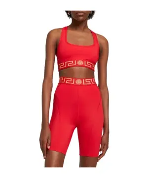 Versace Greca Logo Stretch Tech Sports Bra - Red