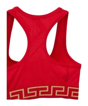 Versace Greca Logo Stretch Tech Sports Bra - Red
