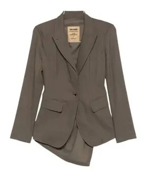 UMA WANG Single-breasted Blazer With Peak Lapels And Asymmetric Hem - Green