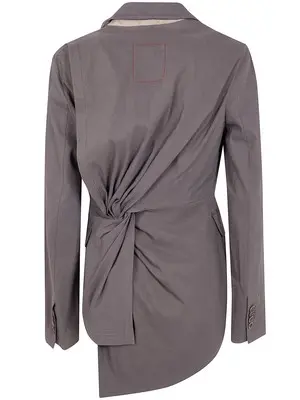 UMA WANG Single-breasted Blazer With Peak Lapels And Asymmetric Hem - Green
