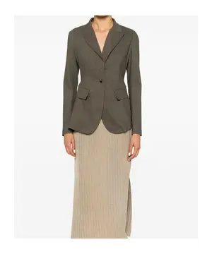 UMA WANG Single-breasted Blazer With Peak Lapels And Asymmetric Hem - Green
