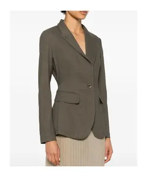UMA WANG Single-breasted Blazer With Peak Lapels And Asymmetric Hem - Green