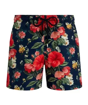 Vilebrequin Vilebrequin Elasticated-Waistband Floral-Print Swim Shorts Navy Blue