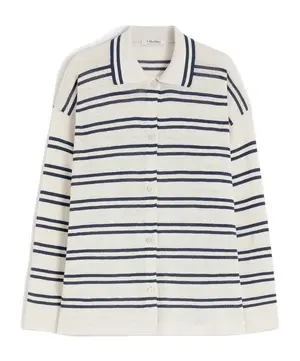 Max Mara Origine Striped Linen Cardigan - White