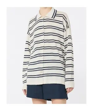 Max Mara Origine Striped Linen Cardigan - White