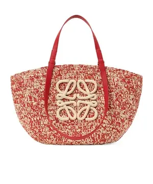 Loewe Woven Raffia Logo Tote Bag