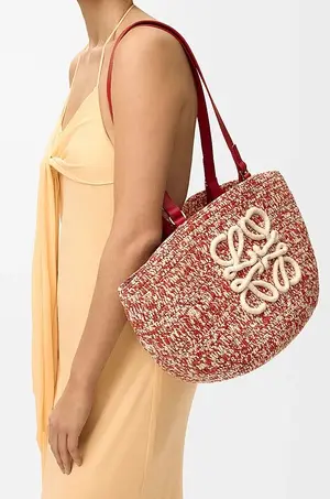 Loewe Woven Raffia Logo Tote Bag
