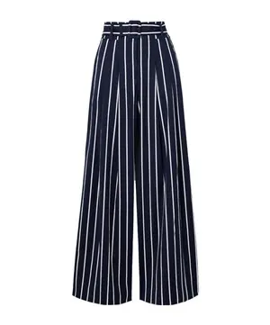 Veronica Beard Striped High-waisted Wide-leg Pants